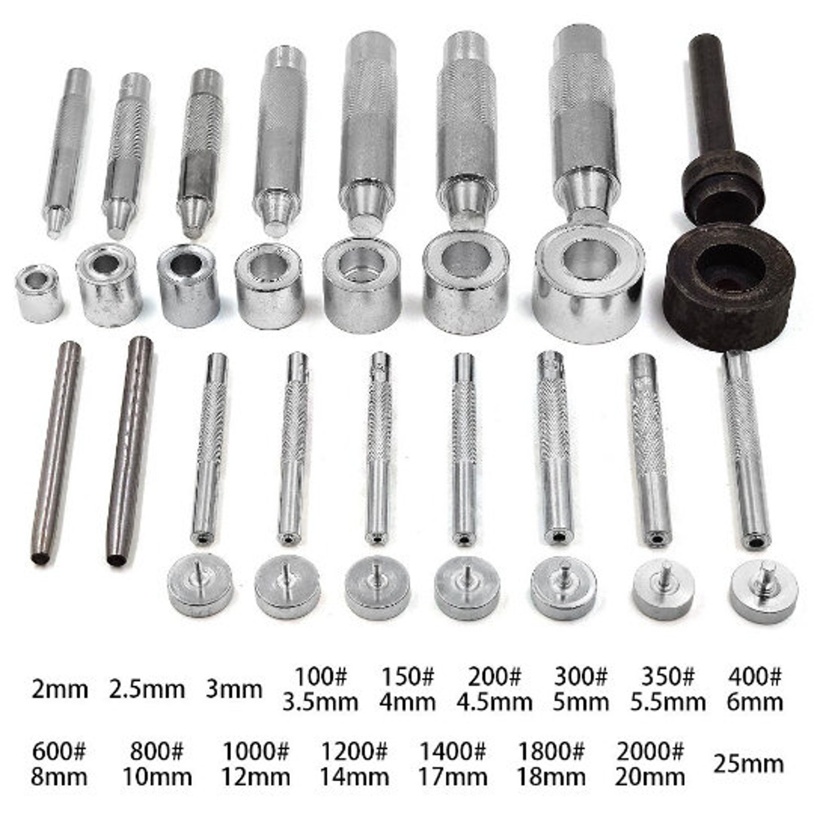 1 Set 2-25mm Eyelet Set Tool Handmade Metal Eyelets Grommet ...