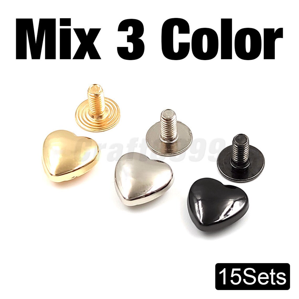 10set 10/14mm Heart Shape Metal Screw Rivet Studs Nail Screwback for ...