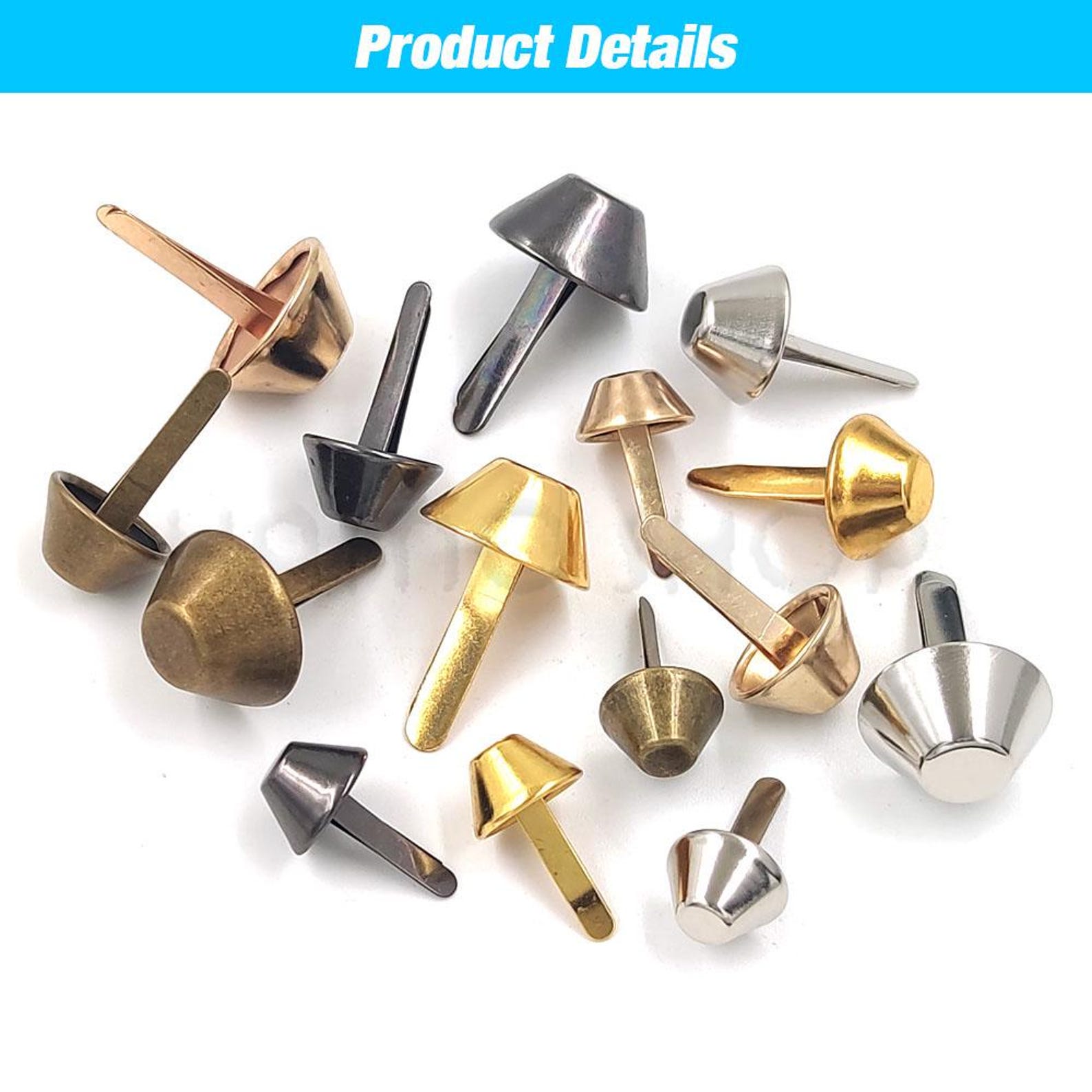 100pcs Two-legged Feet Pierced Rivet Metal Stud Spike Spot Nail Luggage ...
