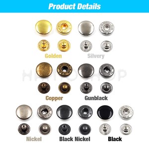 35sets 10/12.5/15mm Metal Snap Fasteners Button Kit Leather Press Studs ...