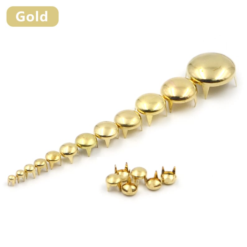 100pcs 2.5-16mm Round Dome Rivets Spike Studs Spots Nailhead Punk Rock ...