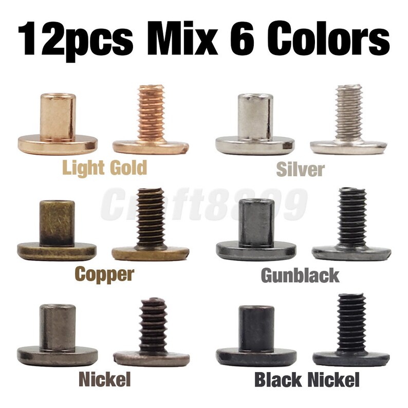 10sets Metal Solid Screw Nail Rivet Double Curved Head Belt Strap ...