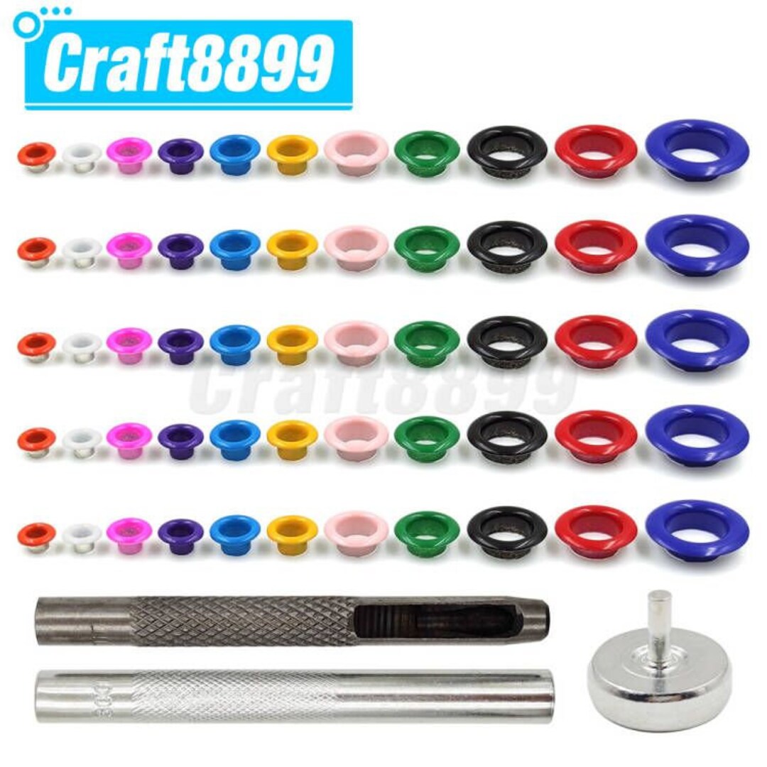 100 Sets Metal Eyelets Grommet Hole Ring With Installation Tool Set for ...