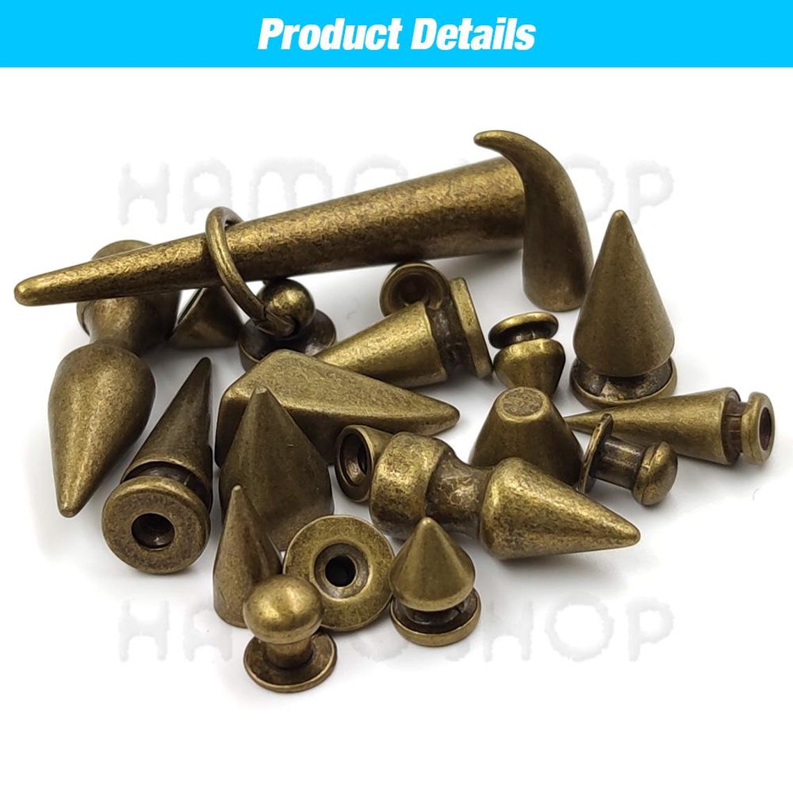 5-50pcs Copper Rivets Cone Studs Metal Screwback Spikes Round Nail DIY ...
