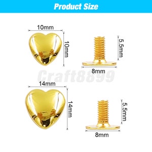10set 10/14mm Heart Shape Metal Screw Rivet Studs Nail Screwback for ...
