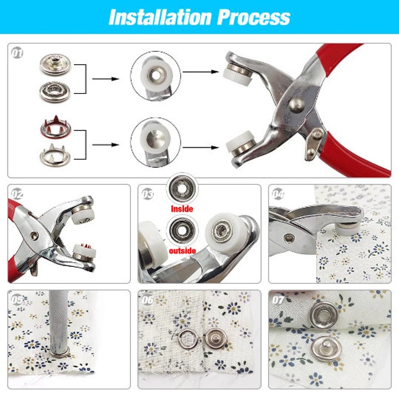 50 Sets 9.5mm 11mm Metal Prong Snap Button Solid Prong Press Button ...