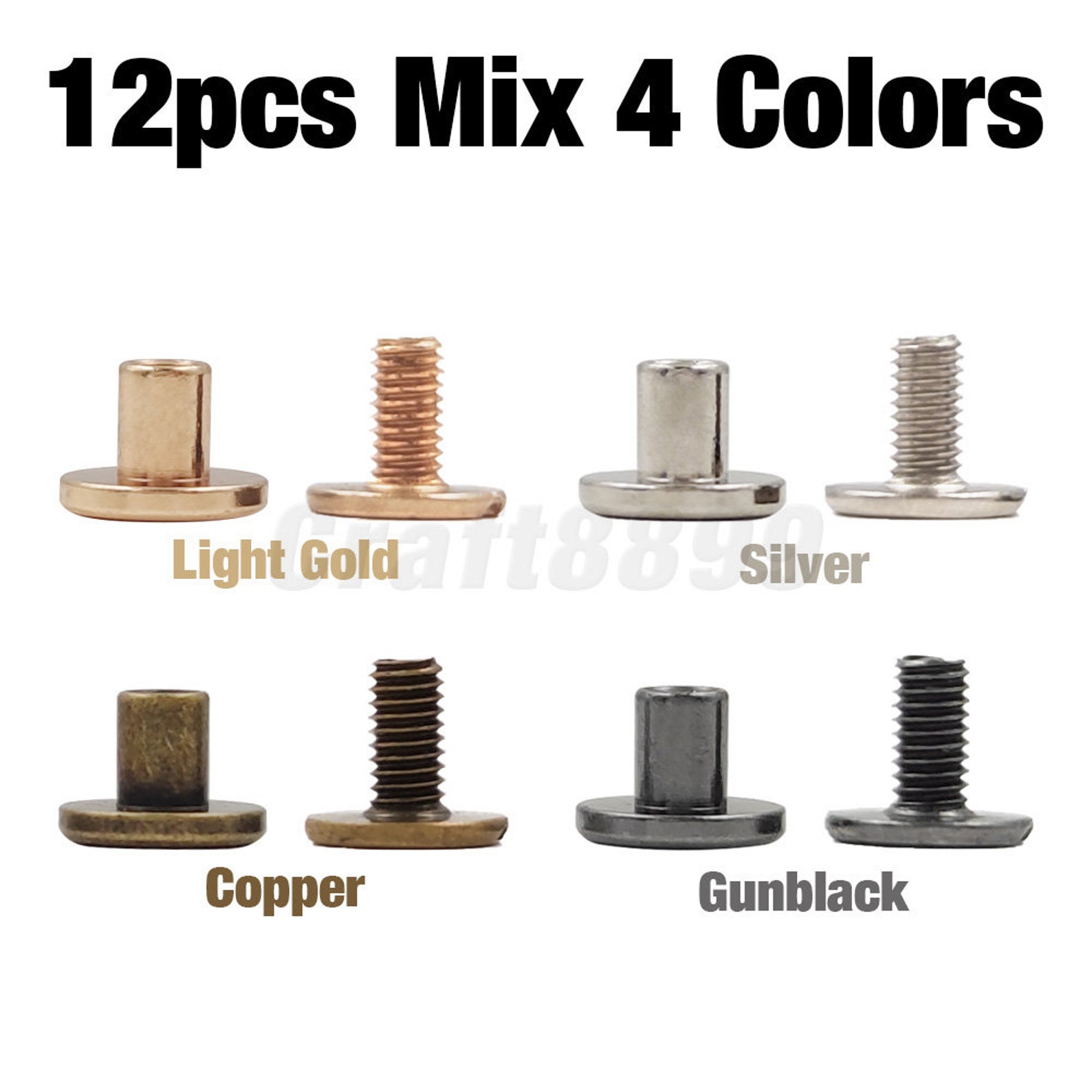 10sets Metal Solid Screw Nail Rivet Double Curved Head Belt Strap ...