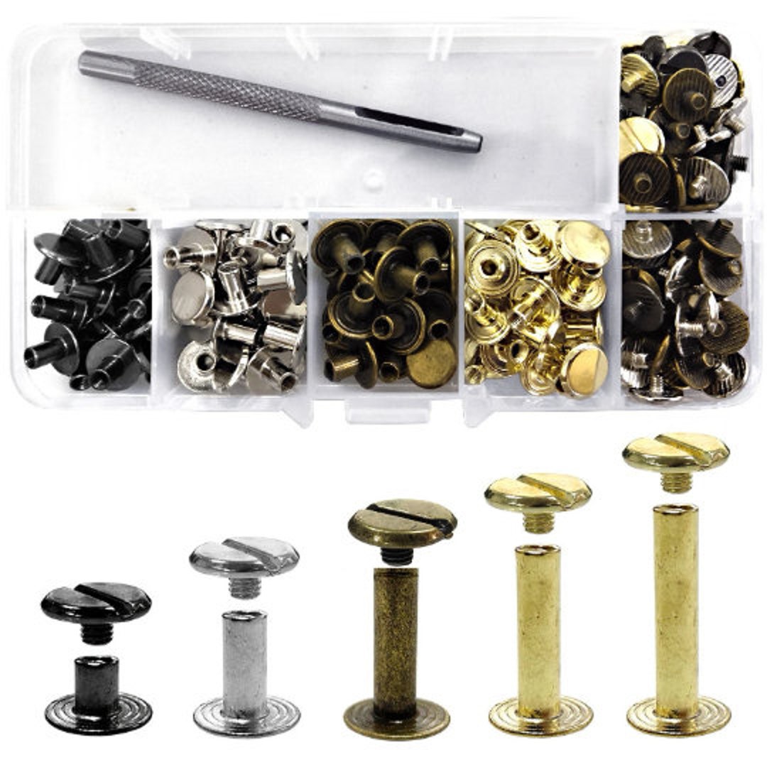 M4 M5 Mix Size Chicago Screws Solid Round Head Nail Studs Rivets Bolt ...