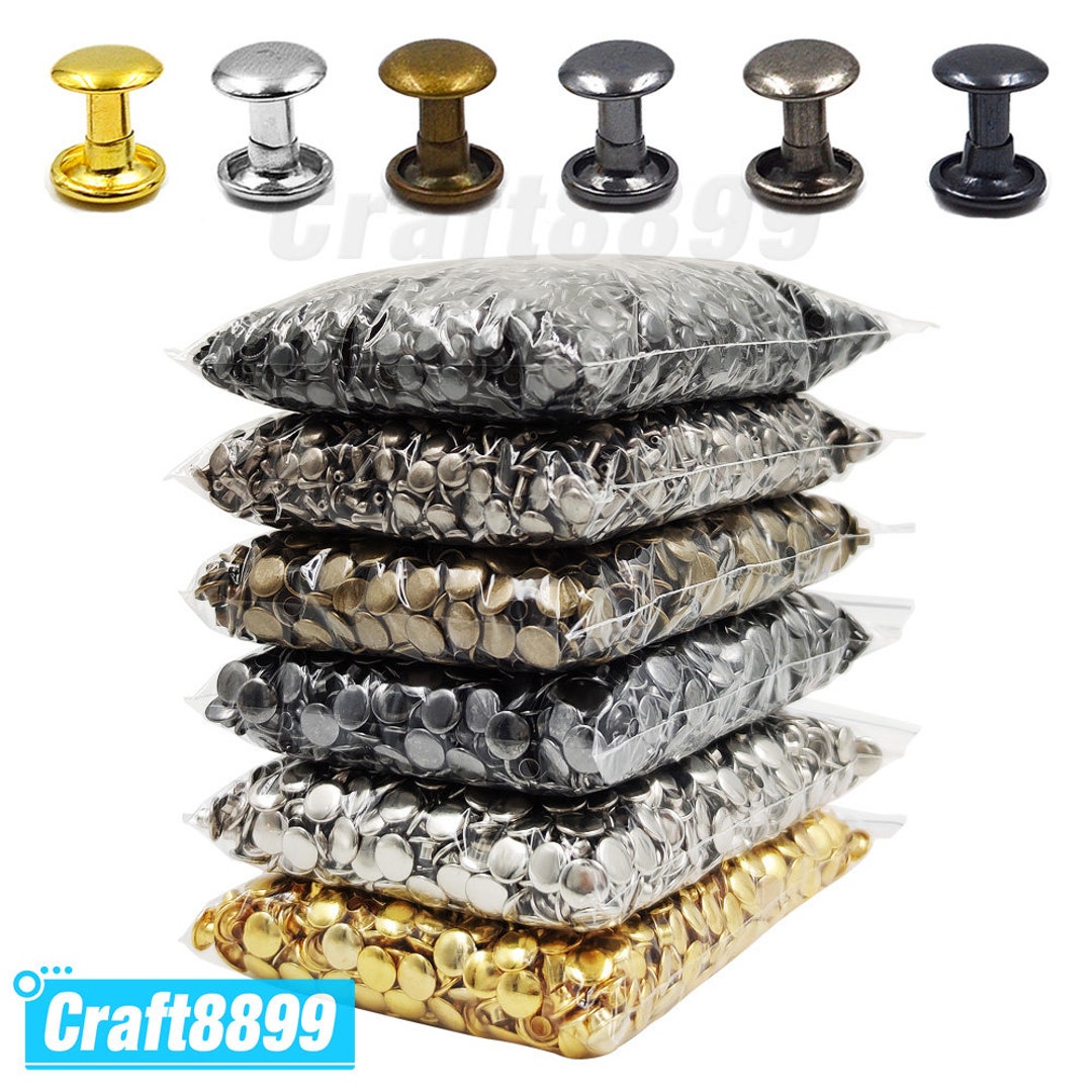 100sets 6-8mm Metal Double Cap Round Rivets Studs Collision Nail Spike ...