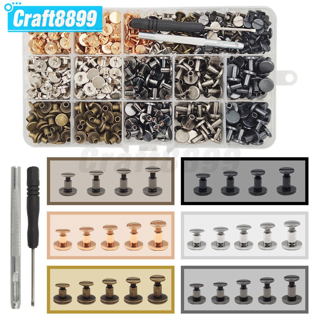 40-140sets Metal Solid Screw Nail Rivet Double Curved Head Belt Strap ...