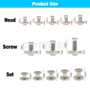 10sets Metal Solid Screw Nail Rivet Double Curved Head Belt Strap ...