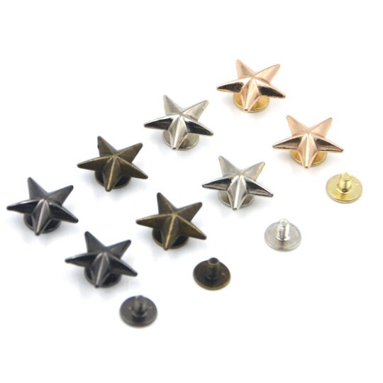 Metal Star Rivets Studs Rivet Spikes Spot Buttons Fasteners for Leather ...