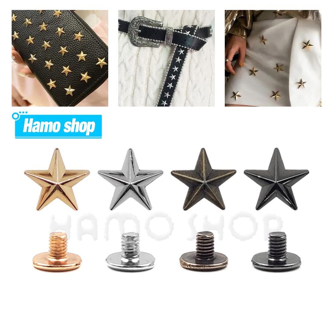 10/12sets Metal Stars Rivets With Screw Studs Spikes Buttons Snap for ...