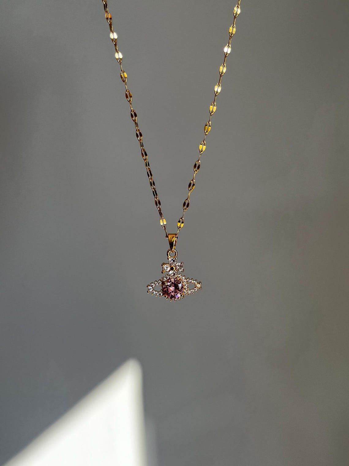 Saturn Planet Necklace: Gold Plated Stainless Steel, Zircon Stone - Etsy