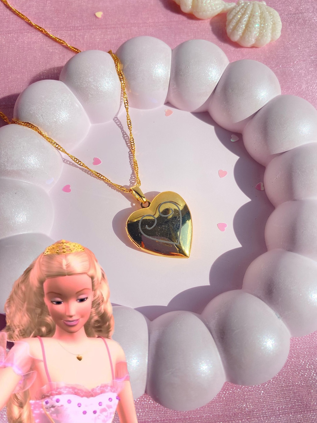 The Nutcracker Princess Clara Heart Locket Necklace, Gold Plated Brass ...