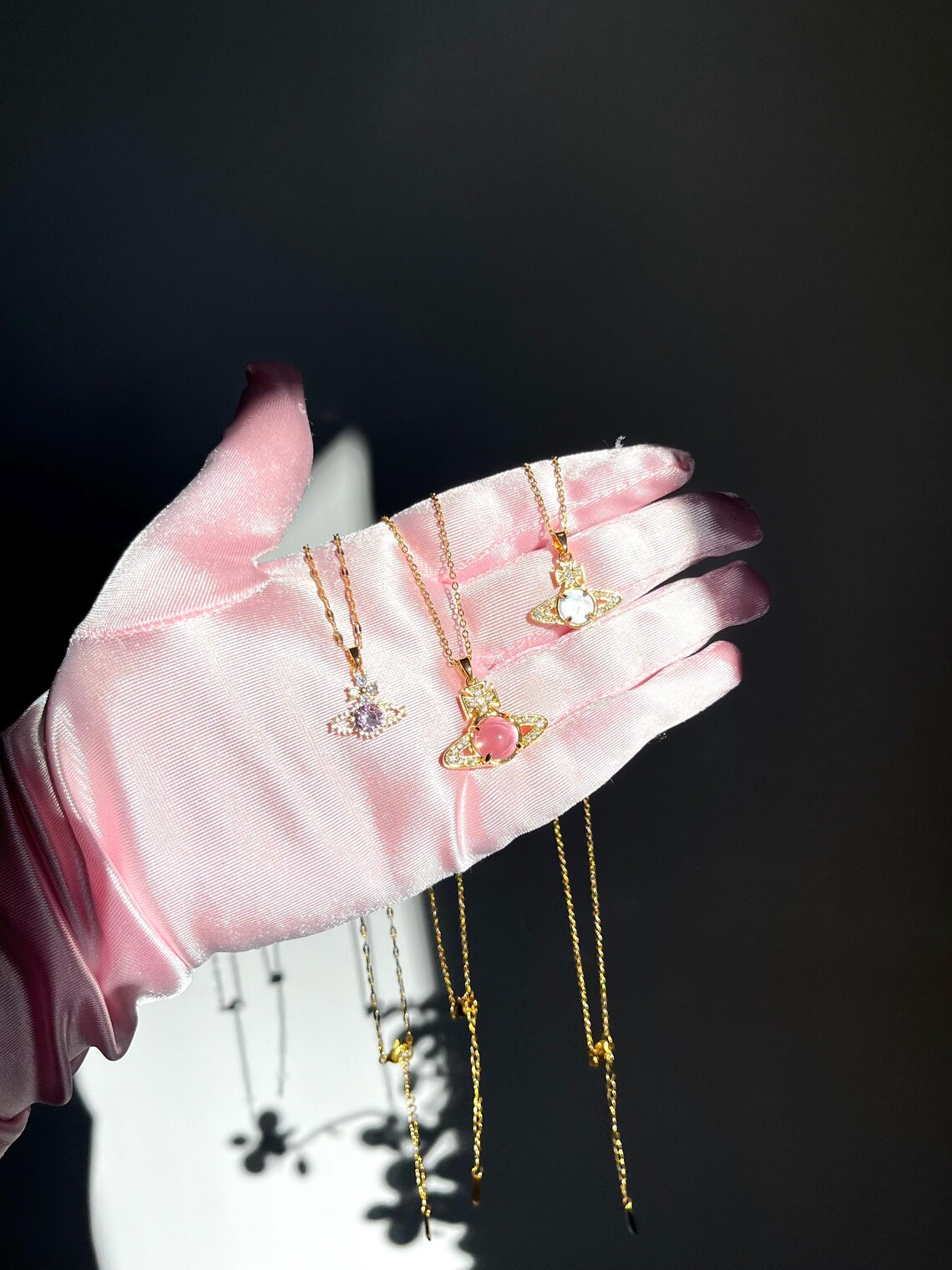 Saturn Planet Necklace: Gold Plated Stainless Steel, Zircon Stone - Etsy