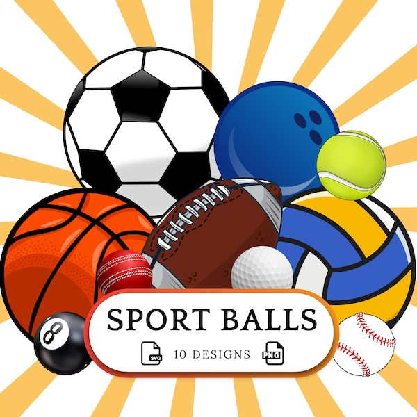 Sport Balls Clipart - Etsy
