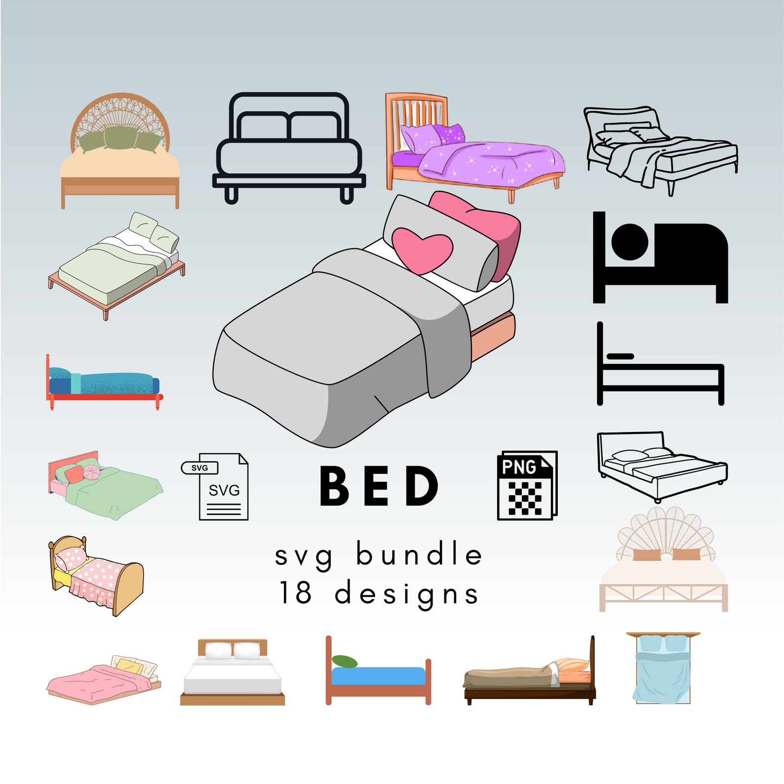 Bed Svg Bedroom Bed Svg Bed Cricut Svg Bed Clipart Svg Bed Vector Svg ...