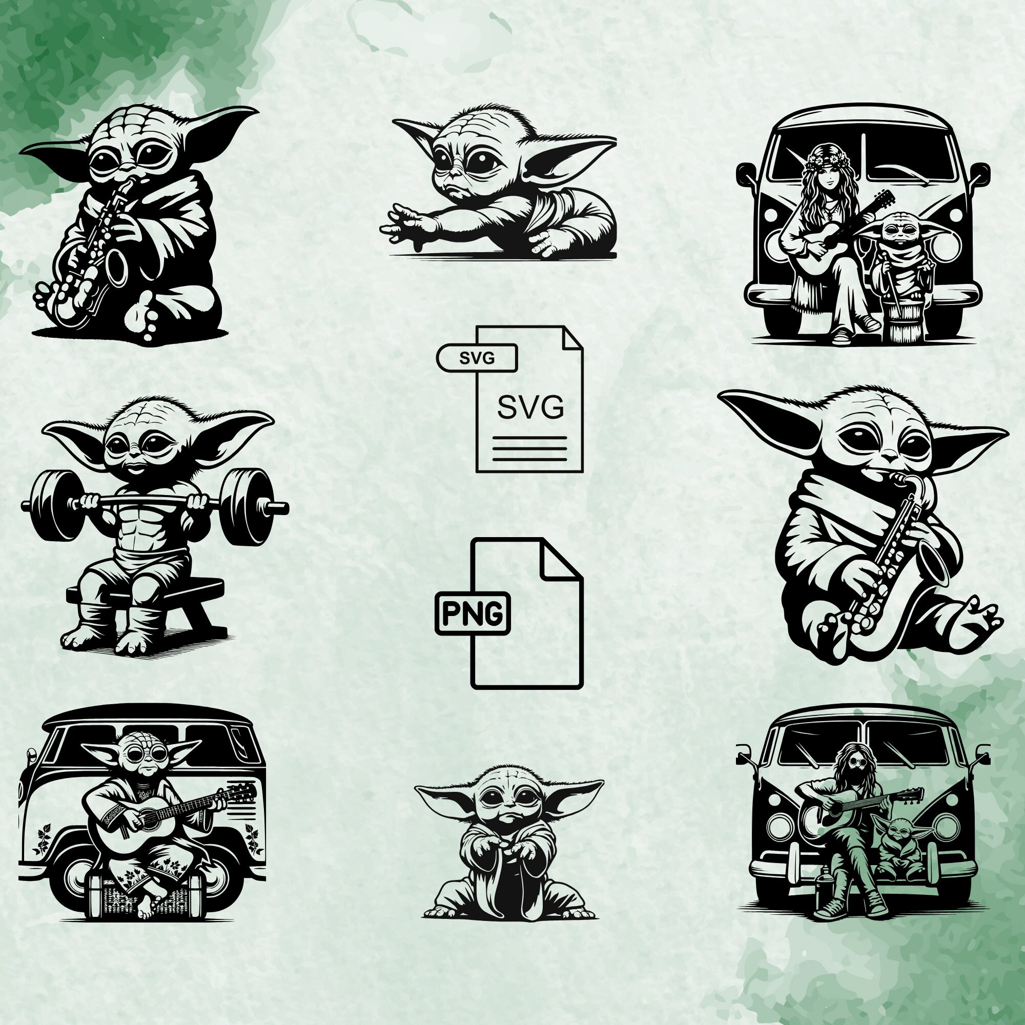Yoda Svg,yoda Png,baby Yoda Png,baby Yoda Svg,van Svg,hippie Svg,van ...