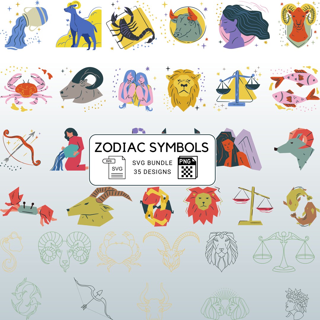 Signo del zodiaco svg, zodiaco svg, paquete de svg de signo del zodiaco ...