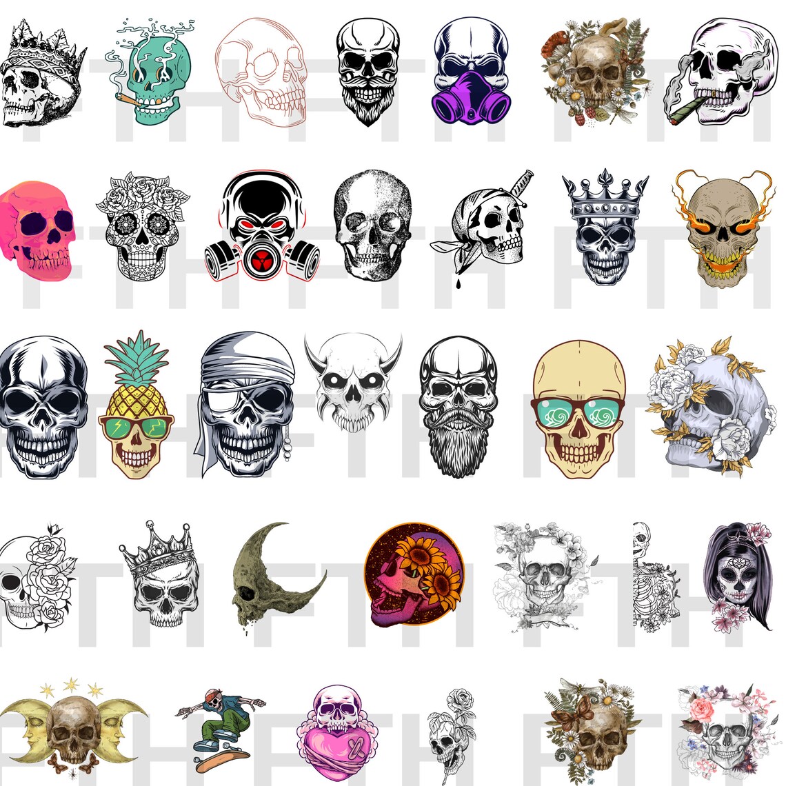 Skull Svg Bundle,skull Svg, Sublimation Files, Skull Silhouette Svg ...