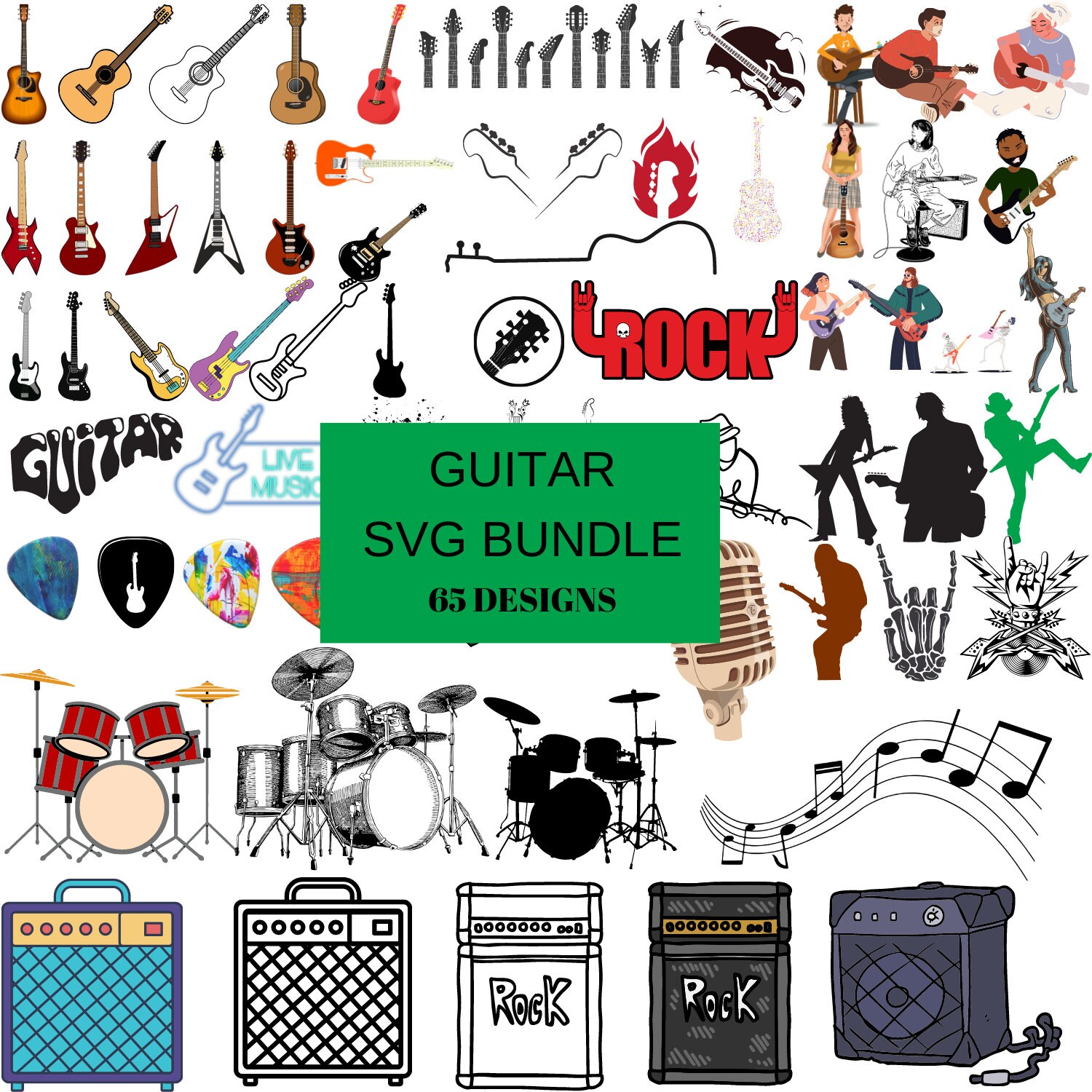 Guitar Svgguitar Svg Bundlemusic Svgmusic Svgbundlemusic - Etsy