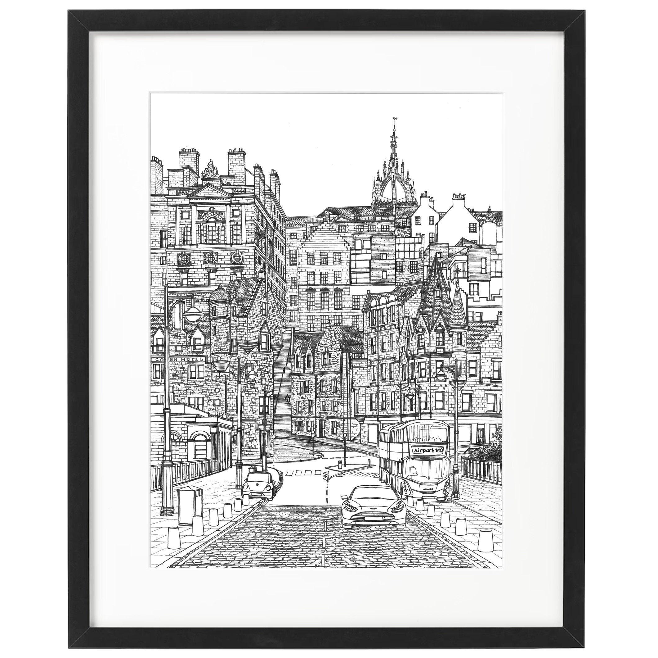 Edinburgh Skyline Drawing, Edinburgh Art, Scotland, Edinburgh Print ...