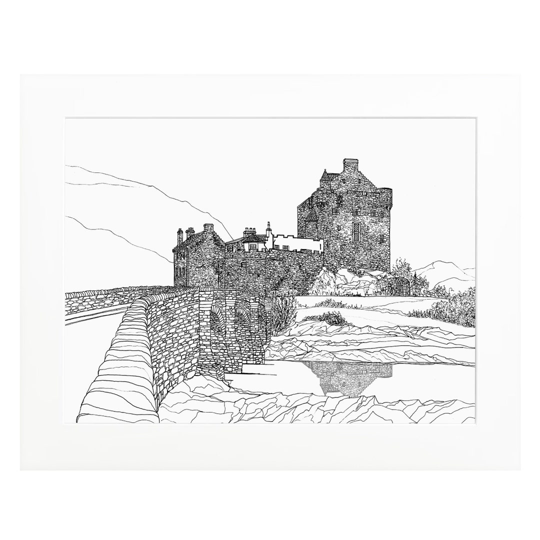 Eilean Donan Castle Drawing, Scottish Castle Drawing, Eilean Donan ...