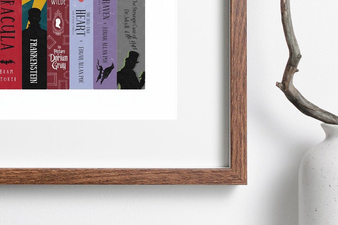 Printable Gothic Horror Print, Gothic Horror Wall Art, Book Stack ...