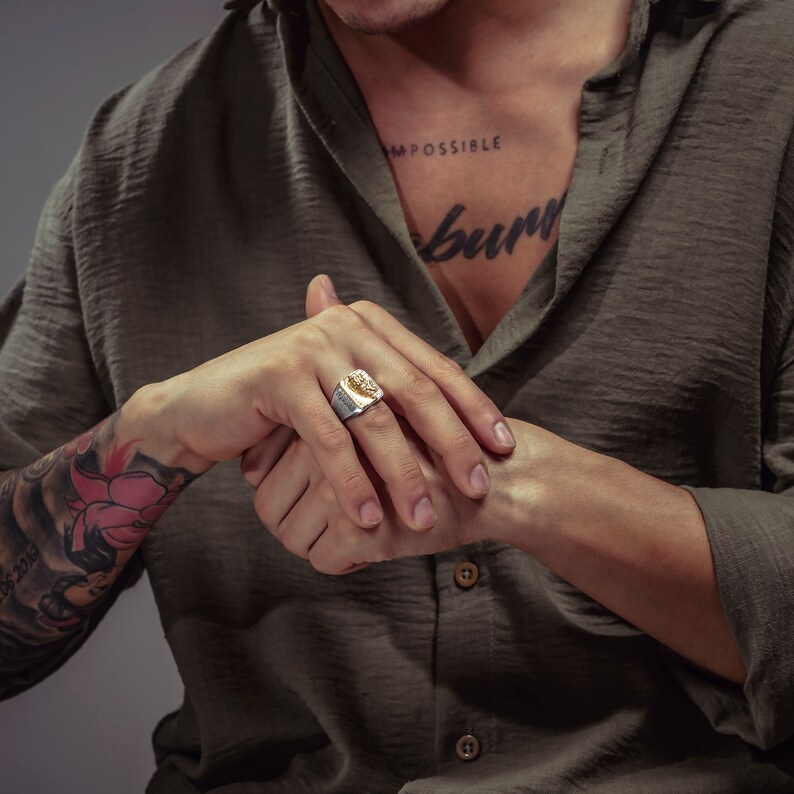 Personalized Initial 925 Silver Ring for Men Letter Name - Etsy