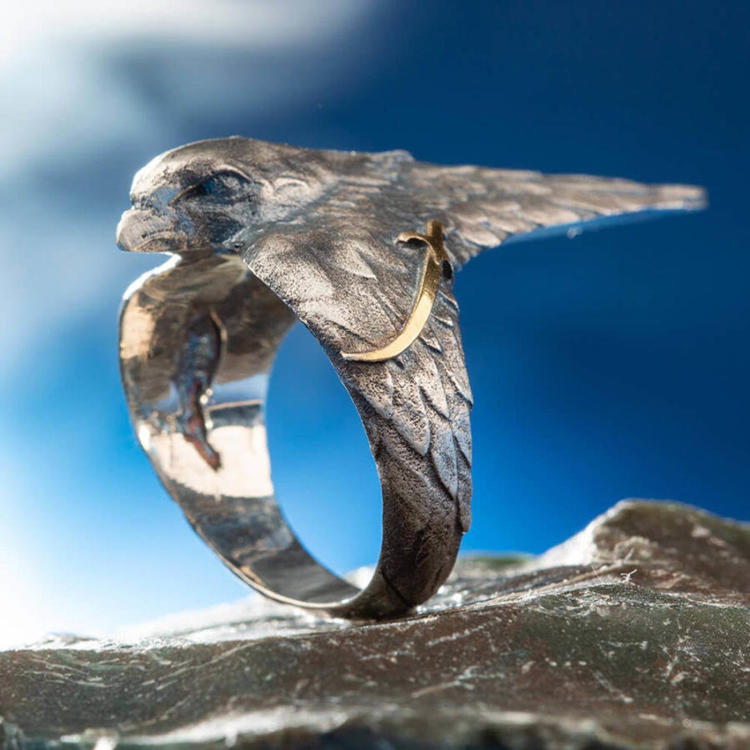 925 Silver 3D Hawk Thumb Ring, Archer Bowman TV Show Resurrection ...