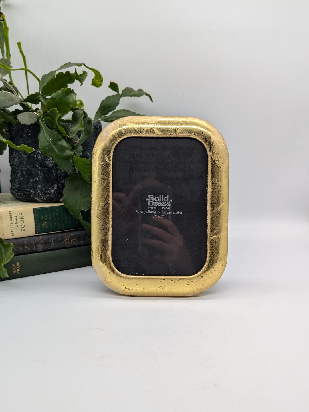 Vintage 'solid Brass' Photo Frame With Rounded Edges & Textured Look 5 ...