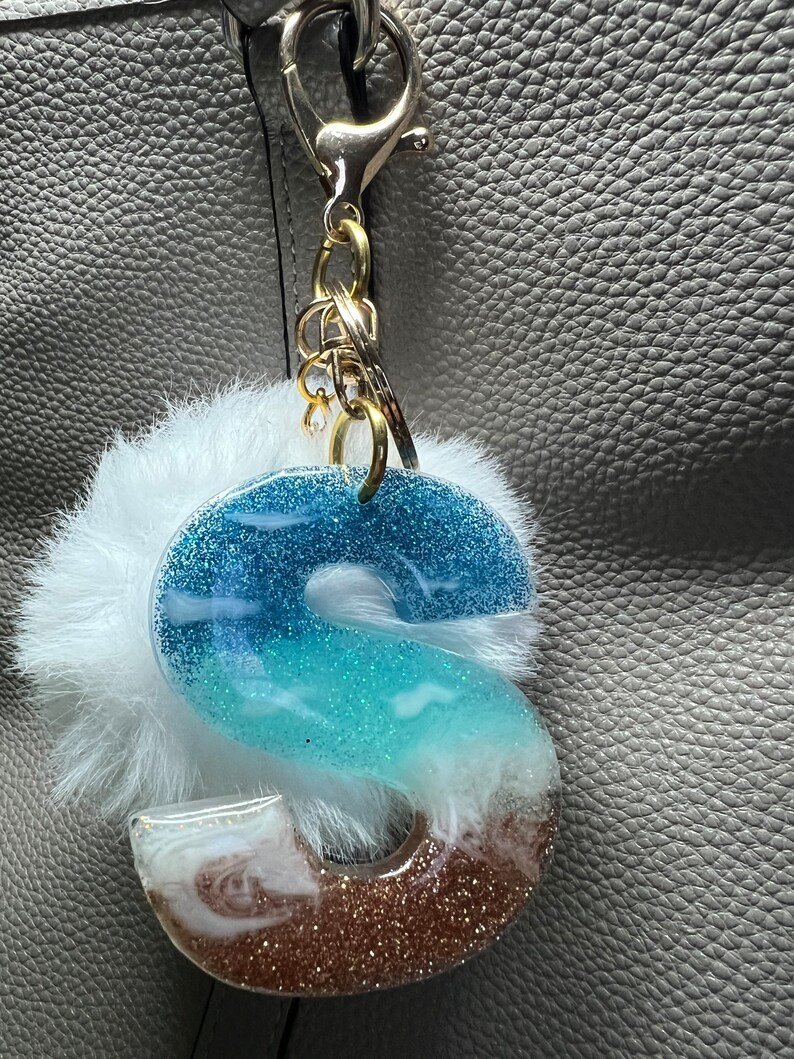 Letter S Initial Keychain, Glitter Letter Keychain, Personalized ...