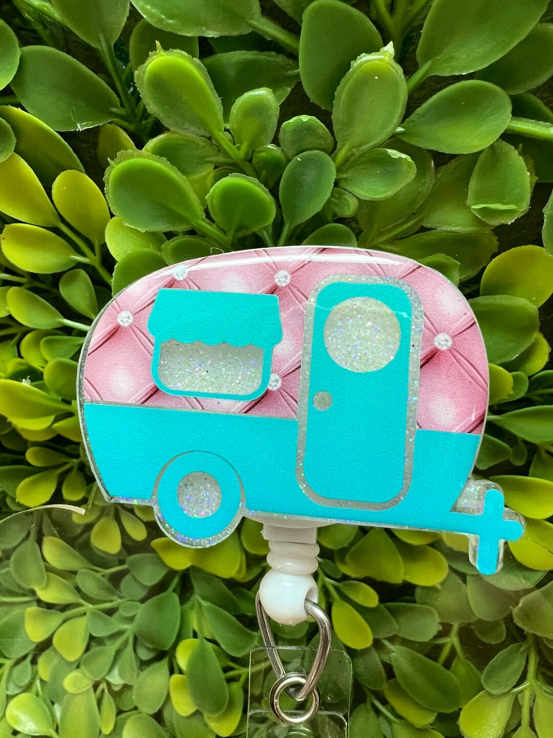 Pink Camper Badge Reel, Nursing, Teacher Gift, Fun Camping Badge Holder ...