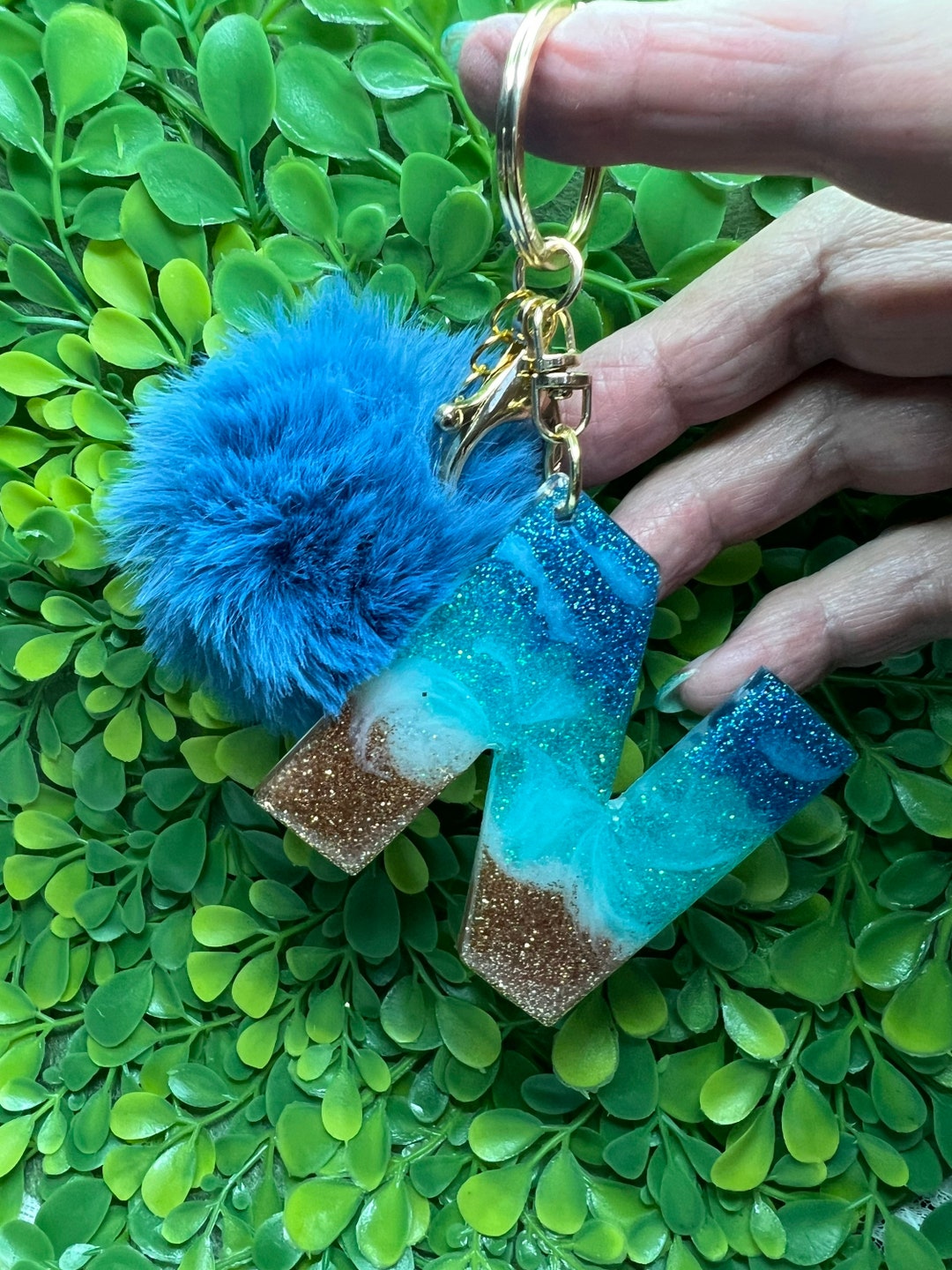 Letter N Initial Keychain, Glitter Letter Keychain, Personalized ...