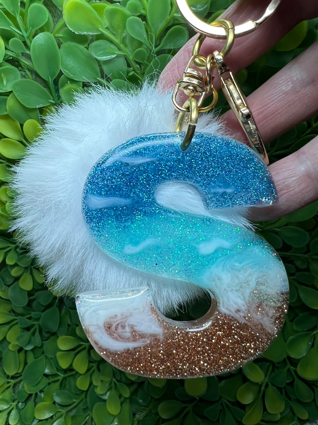 Letter S Initial Keychain, Glitter Letter Keychain, Personalized ...