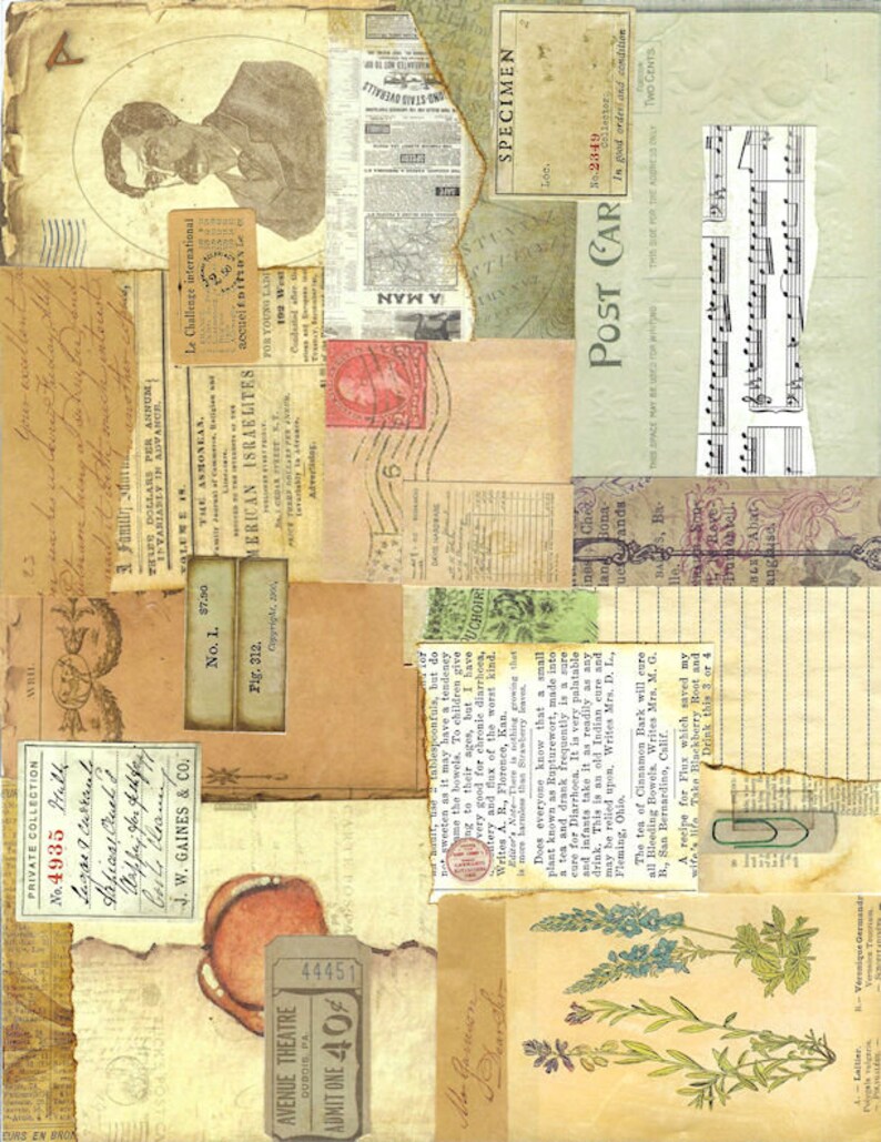 Vintage, Junk Journals, Scrapbooking, Journal Pages , Collage Pages - Etsy
