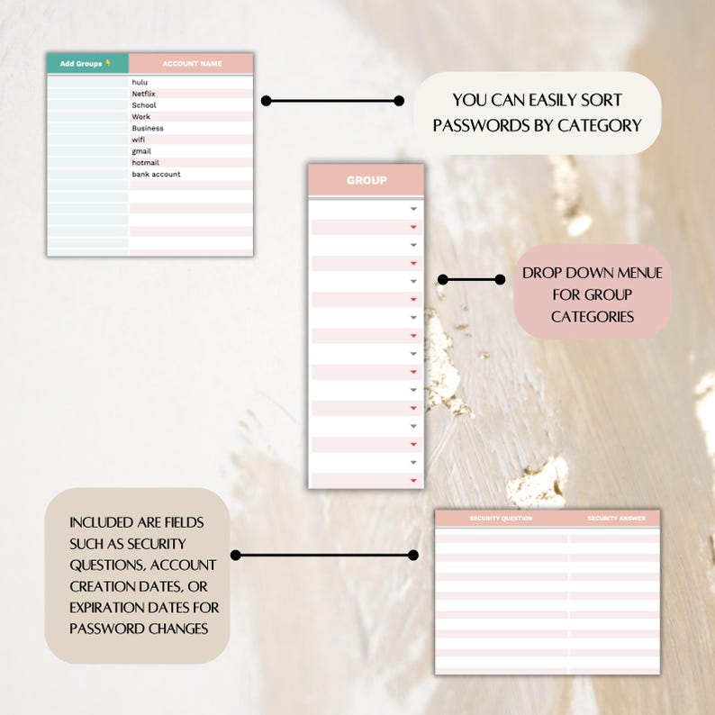 Password Tracker Spreadsheet: Google Sheets Template (digital Download ...
