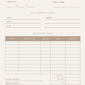 Editable Business Order Form Template: Printable Canva Form (PDF ...