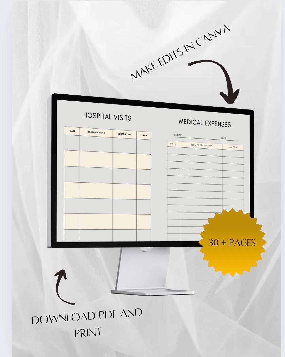 Customizable Digital Medical Planner | Printable Healthcare ...
