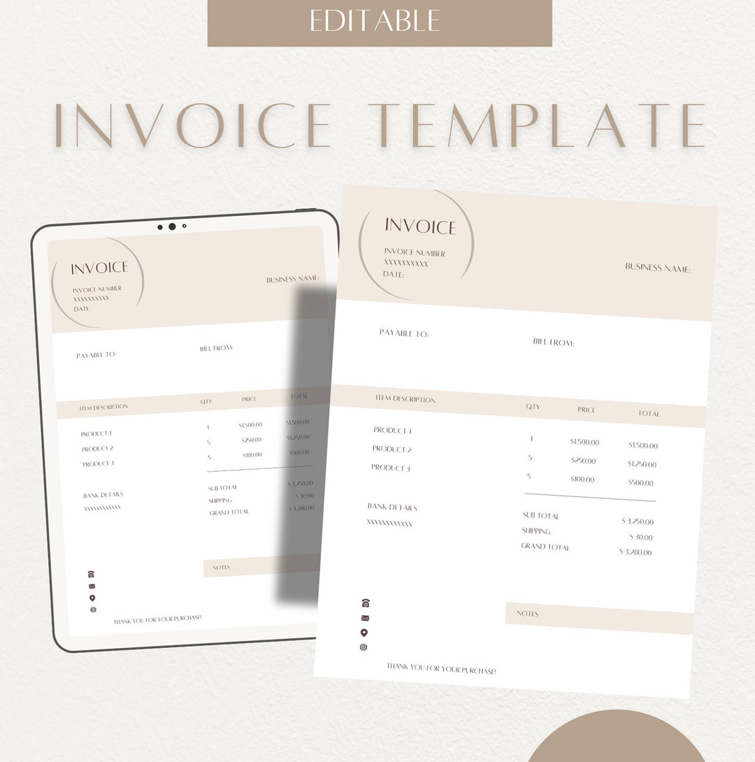 Editable Invoice Form | Small Business Invoice Template | Invoice Form ...