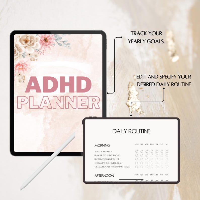 ADHD Digital Planner, Daily Weekly Monthly Organizer, ADHD Planner ...