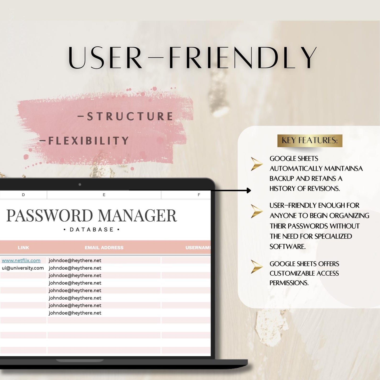 Password Tracker Spreadsheet: Google Sheets Template (digital Download ...