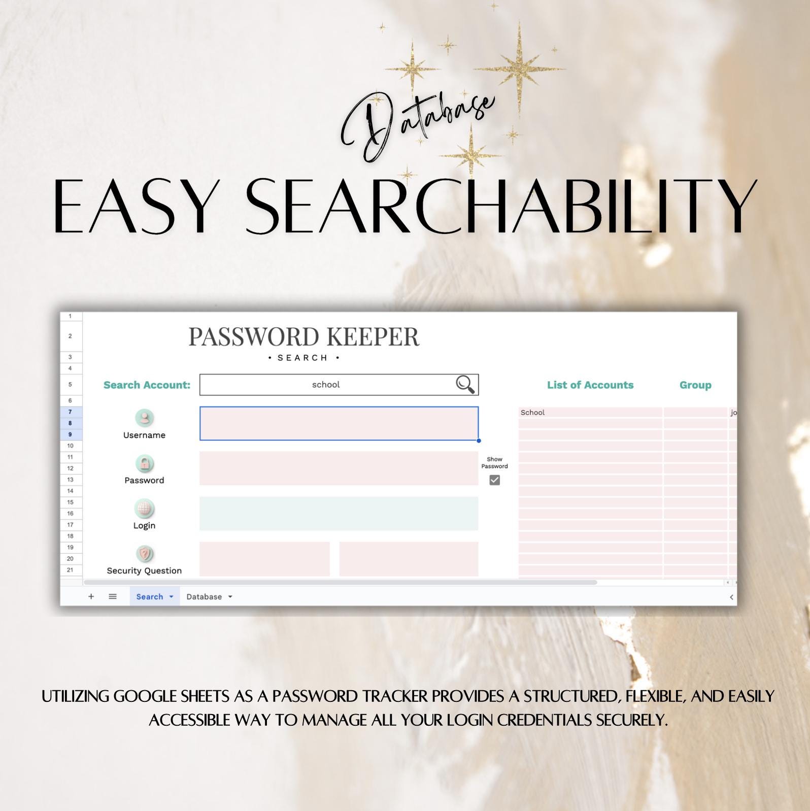Password Tracker Spreadsheet: Google Sheets Template (digital Download ...