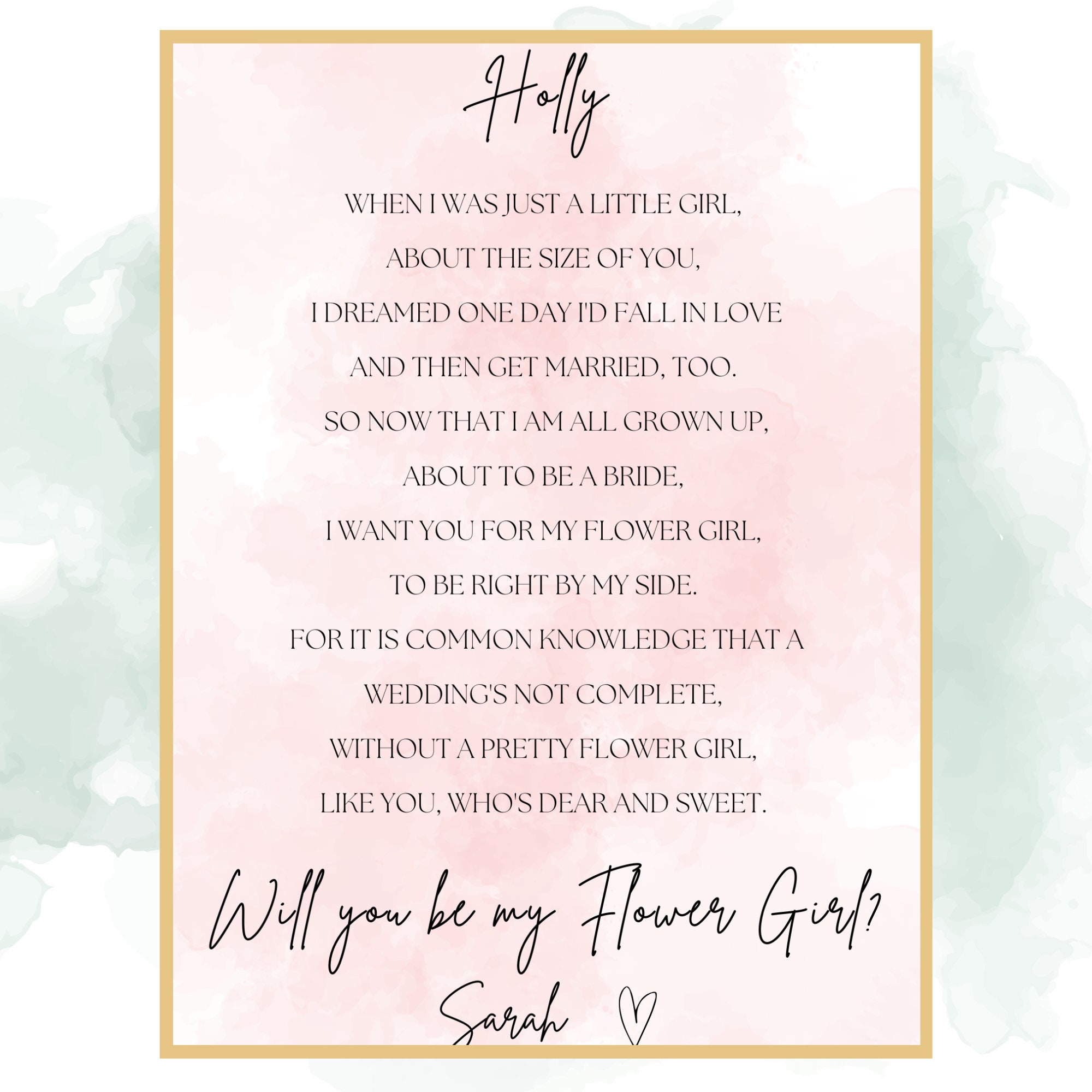 Flower Girl Proposal Template Instant EDITABLE DOWNLOAD Will You Be My ...