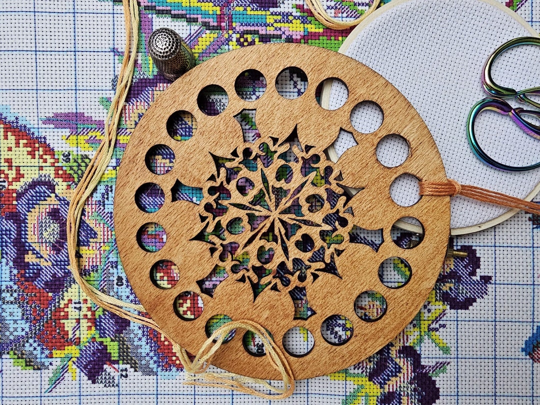 Wooden Embroidery Thread Organizer, 20 Holes, Eco-friendly Thread ...