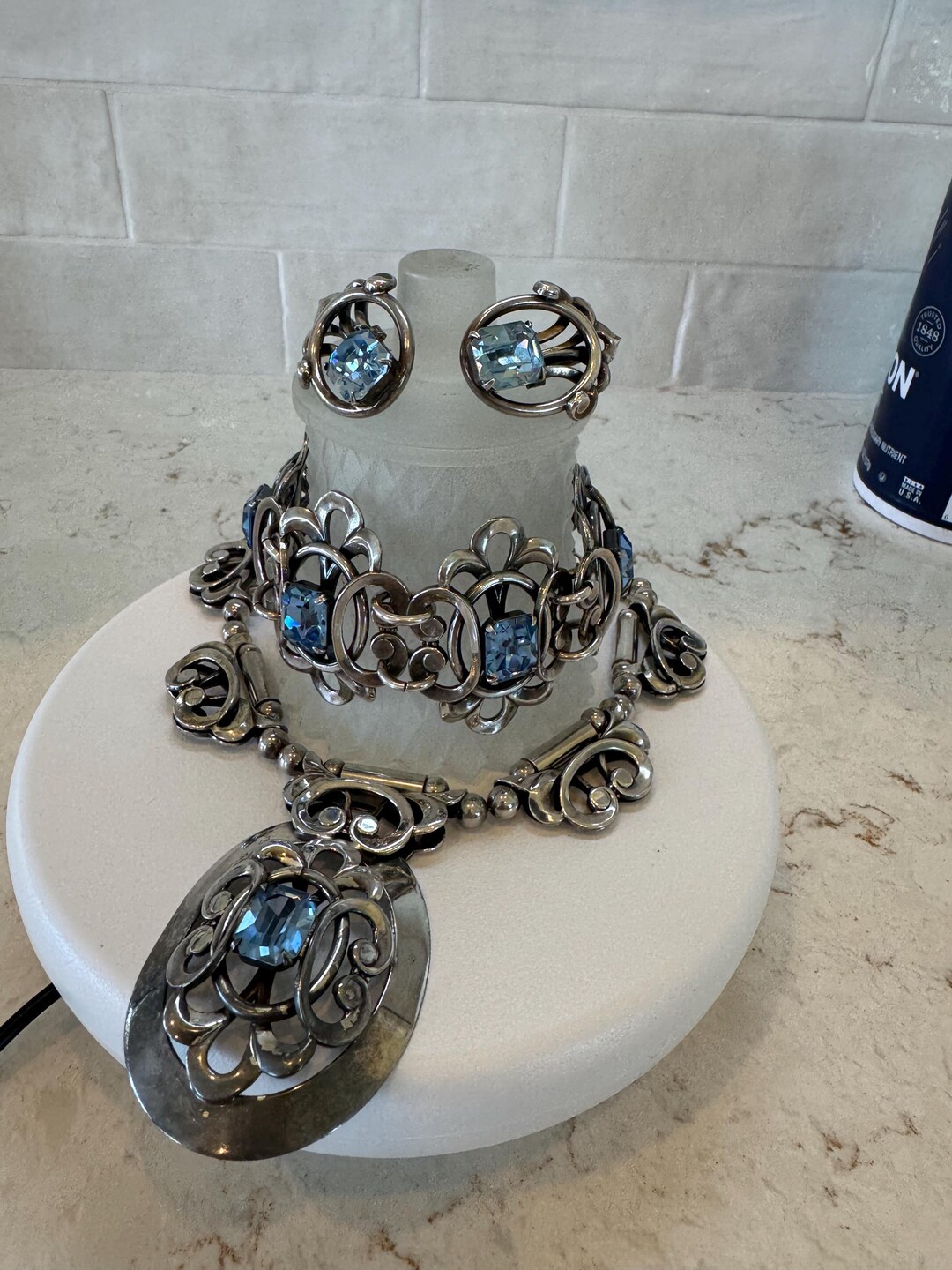 Rare Napier Silver Plate Complete Set of Choker, Clip on Earrings and ...