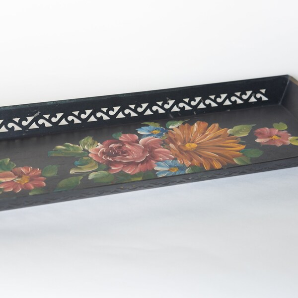 Vintage Hand Painted Metal Tray - Etsy