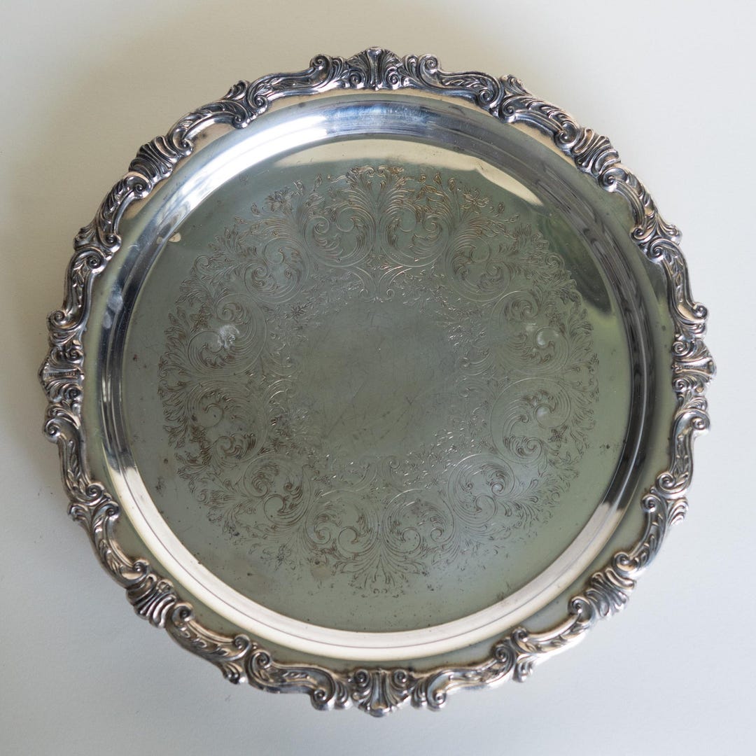 Sheridan Silverplate Round Footed Serving Tray - Etsy