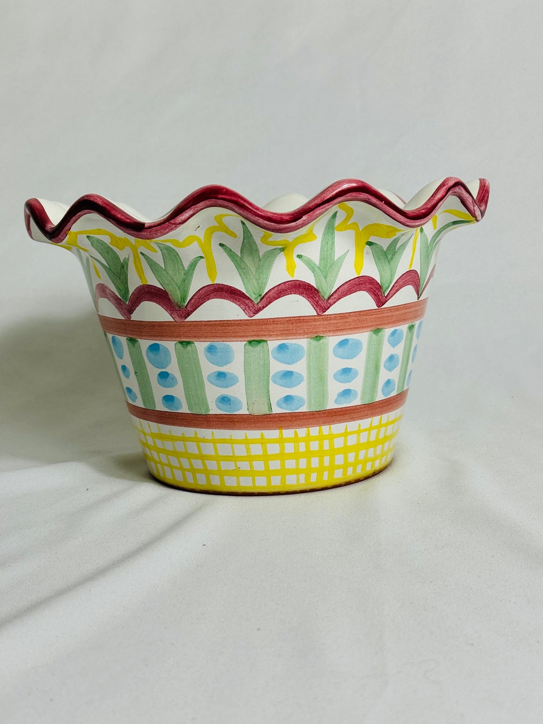 Retired 2005 Mackenzie Childs King Ferry Pattern Planter - Etsy